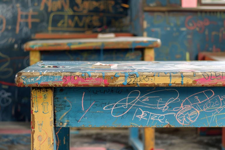 Ai Generative Kindergarten Color Table with Scribbles Stock ...