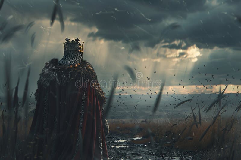 Ai Generative the King Facing the Storm Stock Illustration ...