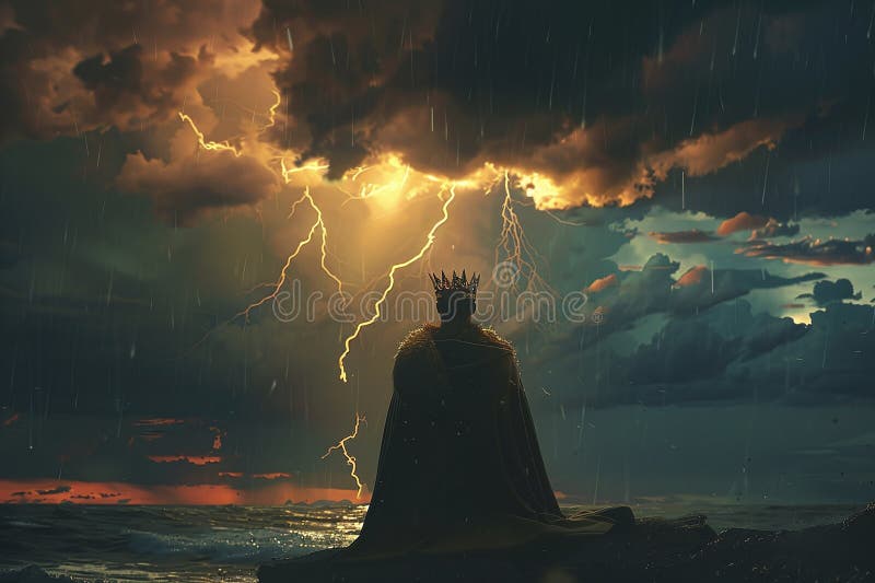 Ai Generative the King Facing the Storm Stock Illustration ...