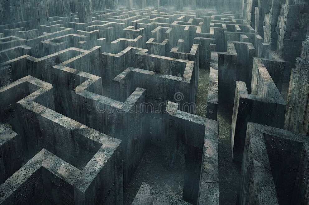 Ai Generative Labyrinth View from Above Stock Illustration ...