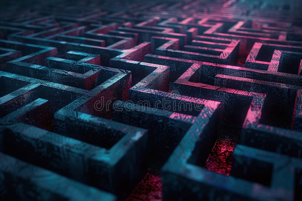 Ai Generative Labyrinth View from Above Stock Illustration ...