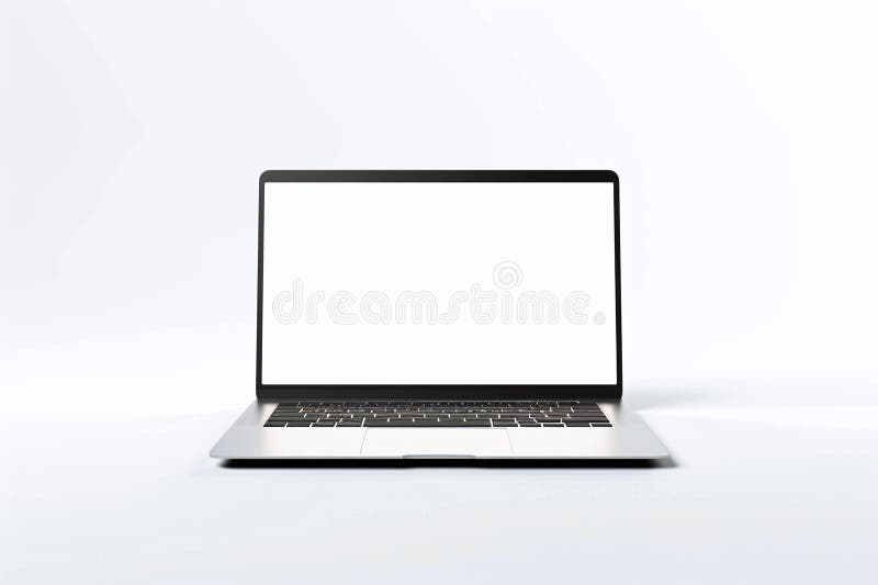 Ai Generative Laptop with Blank White Screen Stock Illustration ...