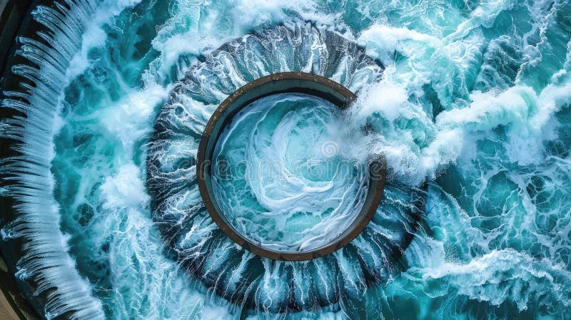 A Large Circular Body of Water with a Lot of White Foam Stock Photo ...