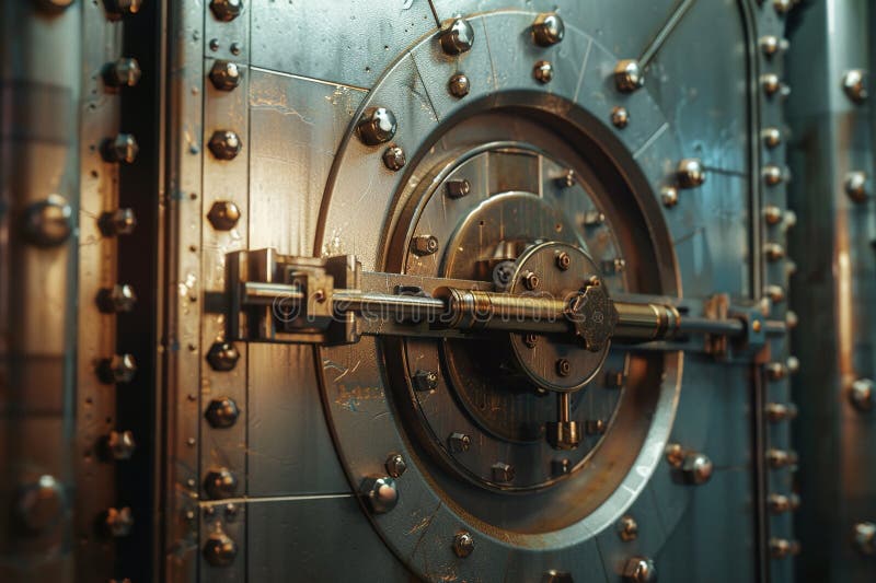 Ai Generative Large Iron Vault Door Stock Illustration - Illustration ...