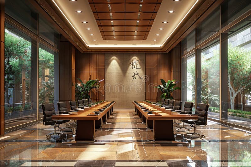 Ai Generative Large Meeting Room Stock Illustration - Illustration of ...