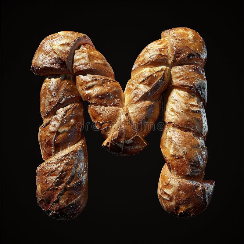 Ai Generative Letter M Shape Bread Stock Illustration - Illustration of ...
