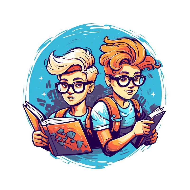 Children reading book logo stock illustration. Illustration of company ...