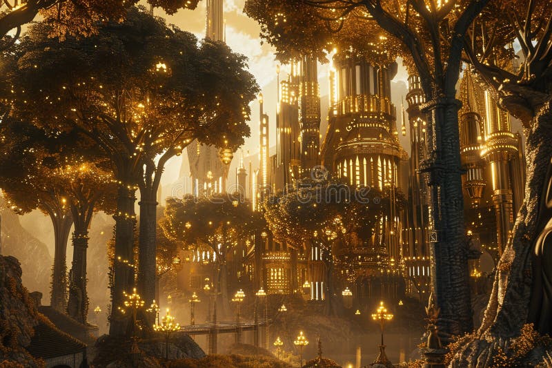 Ai Generative Luxurious Palace of Gold Stock Illustration ...