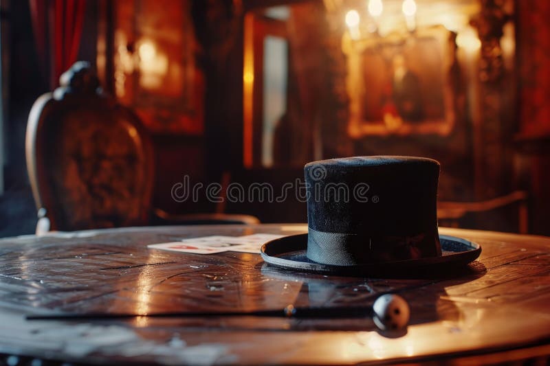 Ai Generative Magician S Hat and Magic Wand Stock Illustration ...