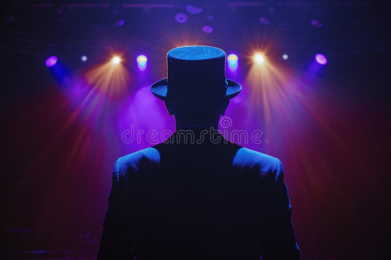 Ai Generative Magician on Stage Back View Stock Illustration ...