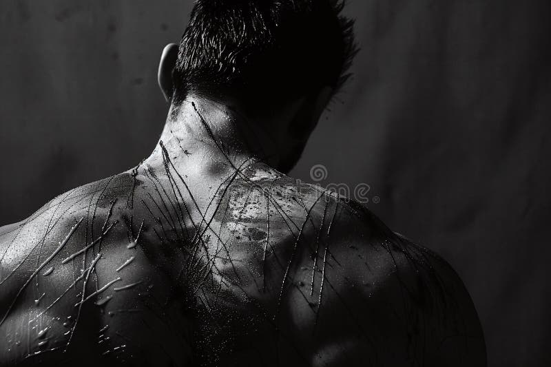 Ai Generative Man S Back Full of Scars Stock Illustration ...