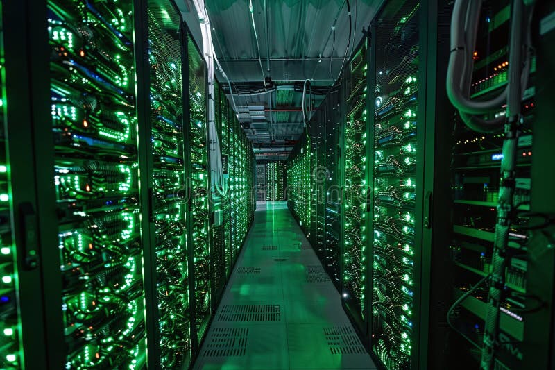 Ai Generative Massive Data Storage Room Stock Illustration ...