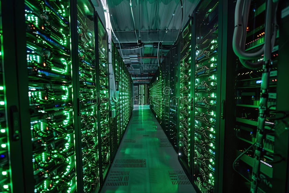 Ai Generative Massive Data Storage Room Stock Illustration ...