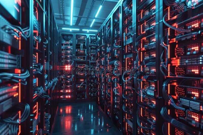Ai Generative Massive Data Storage Room Stock Illustration ...