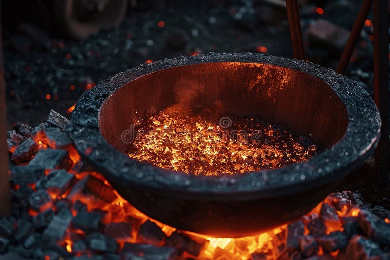 Ai Generative Melting Iron in a Furnace Stock Illustration ...