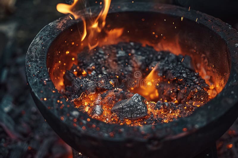 Ai Generative Melting Iron in a Furnace Stock Illustration ...