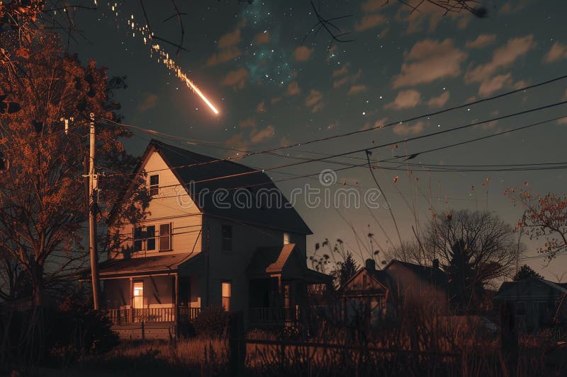 Ai Generative Meteor Hits House Stock Image - Image of person, icon ...