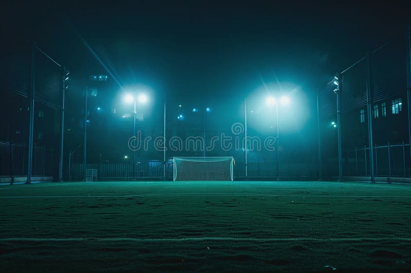 Generative AI of a Soccer Stadium at Night with Lights and Seats Stock ...