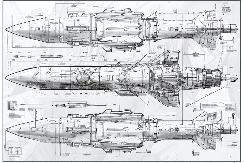 Ai Generative Missile Rocket Component Blueprint Stock Illustration ...
