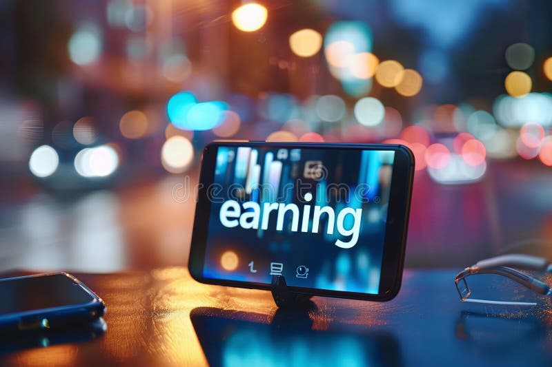 Ai Generative Mobile Phone Screen Word Earning Stock Image - Image of ...