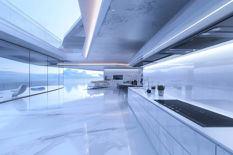 Ai Generative Modern Futuristic Kitchen Interior Stock Illustration ...