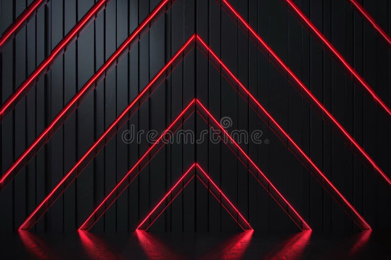 Ai Generative Modern Luxury Black Background with Red Neon Line Stock ...