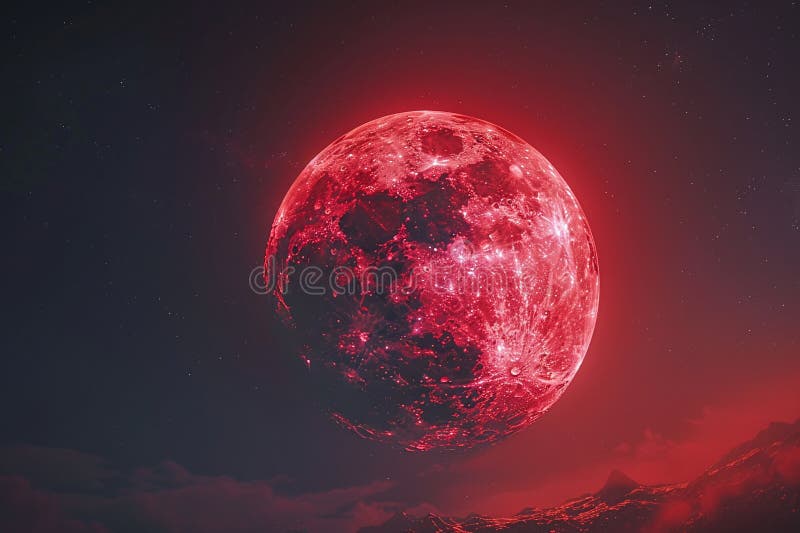 Ai Generative the Moon is Bright Red Stock Illustration - Illustration ...