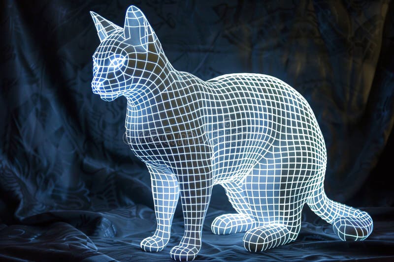 Ai Generative Neon Grid Cat Model Stock Image - Image of lines, jungle ...