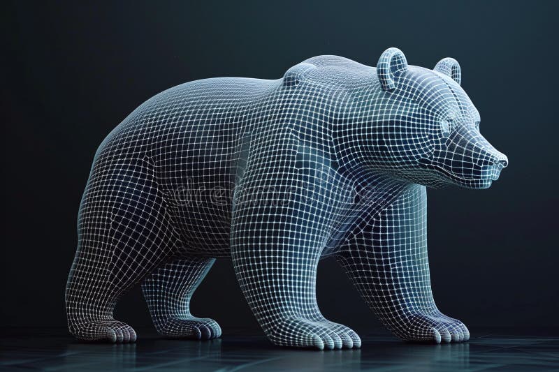 Ai Generative Neon Grid Model of Bear Stock Illustration - Illustration ...
