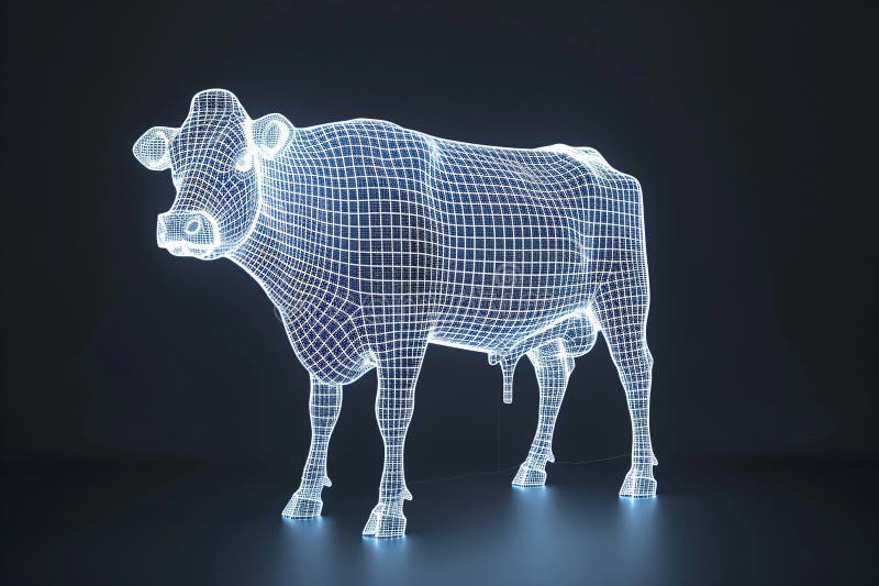 Ai Generative Neon Grid Model of Cow Stock Image - Image of decoration ...