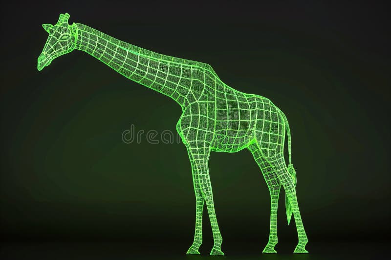 Ai Generative Neon Line of Giraffe Shape Stock Illustration ...