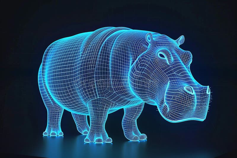 Ai Generative Neon Line of Hippo Shape Stock Photo - Image of creative ...