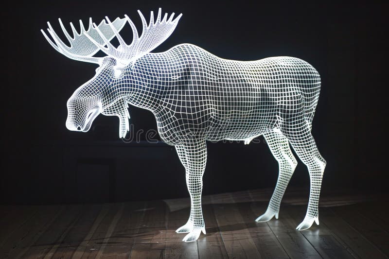 Ai Generative Neon Line of Moose Shape Stock Illustration ...