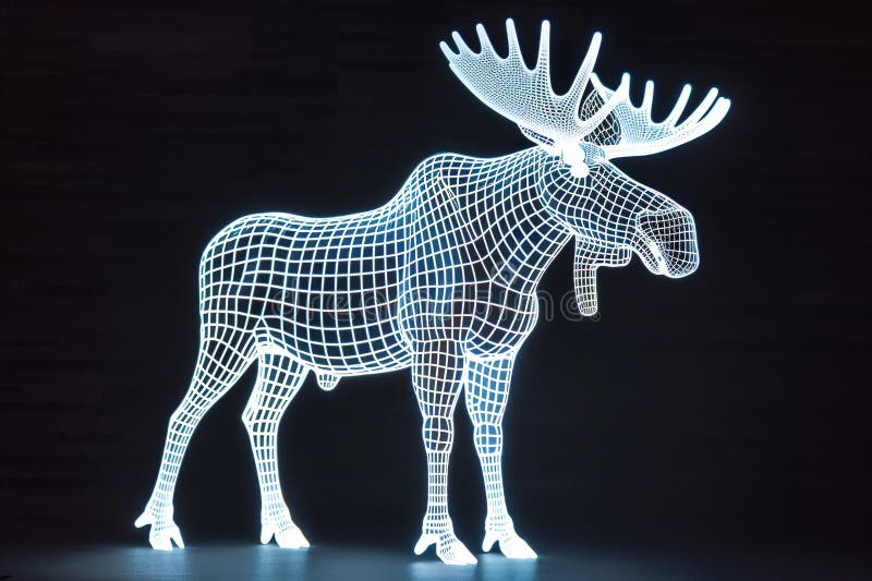 Ai Generative Neon Line of Moose Shape Stock Illustration ...