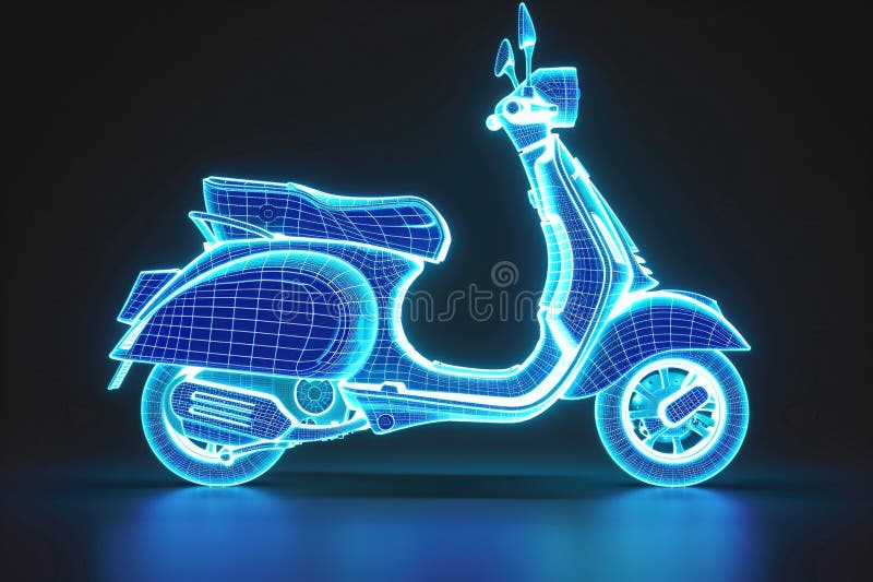 Ai Generative Neon Line of Scooter Shape Stock Photo - Image of travel ...