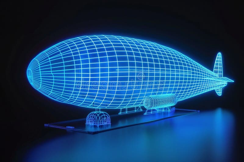 Ai Generative Neon Line of Zeppelin Shape Stock Image - Image of symbol ...