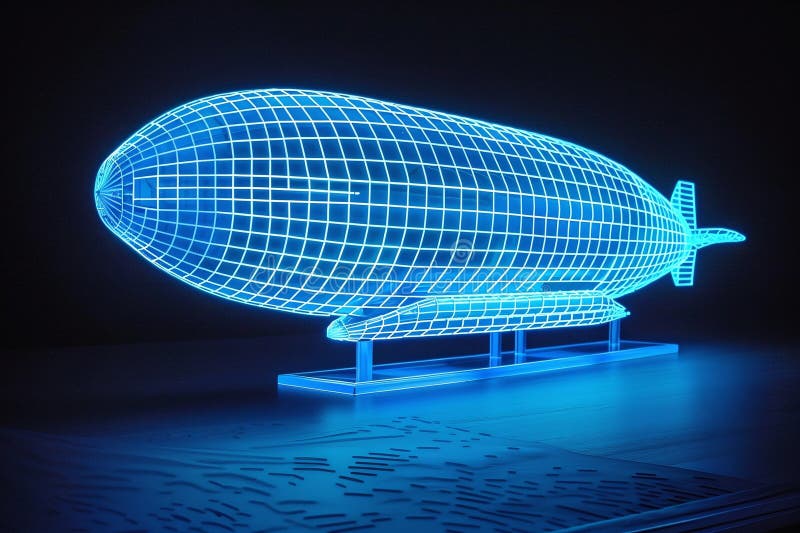 Ai Generative Neon Line of Zeppelin Shape Stock Image - Image of ...