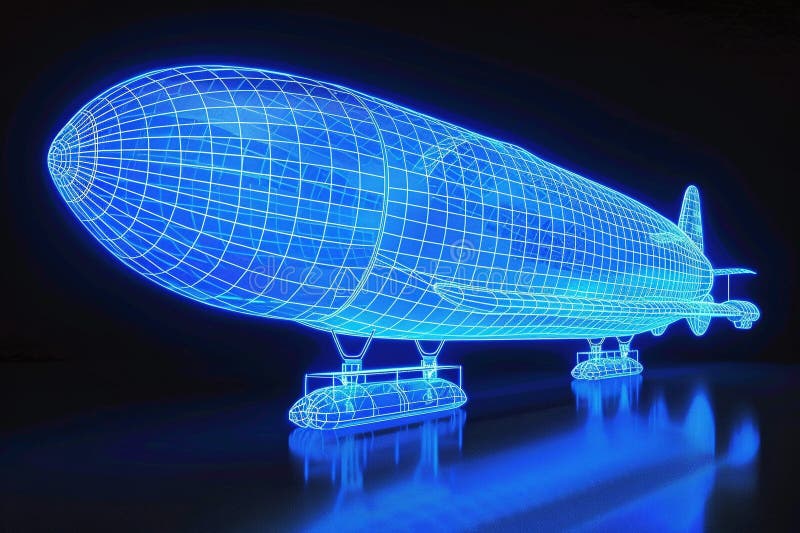 Ai Generative Neon Line of Zeppelin Shape Stock Image - Image of ...