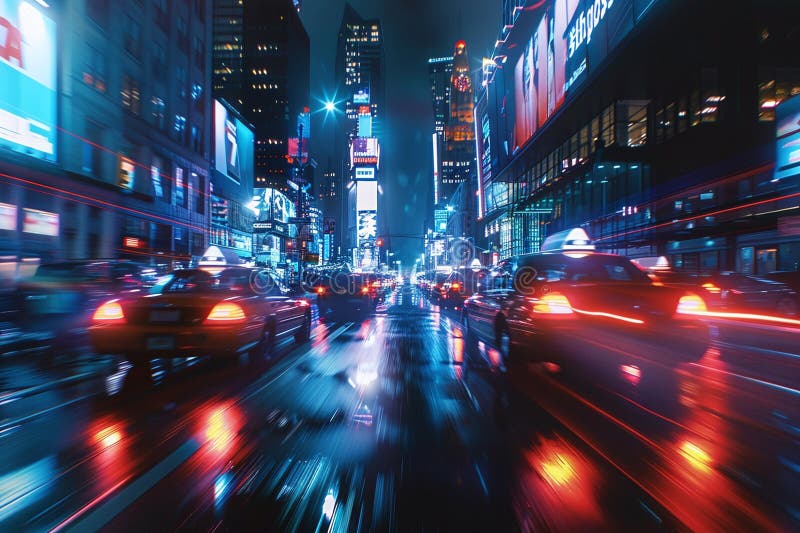 Ai Generative Night City Timelapse at High Speed Stock Illustration ...