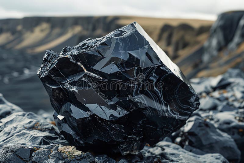 Ai Generative Obsidian Rock Chunks Stock Image - Image of stone, flow ...
