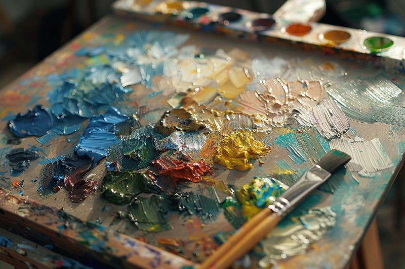 Ai Generative Paint Container Painter Mixes Colors Stock Illustration ...