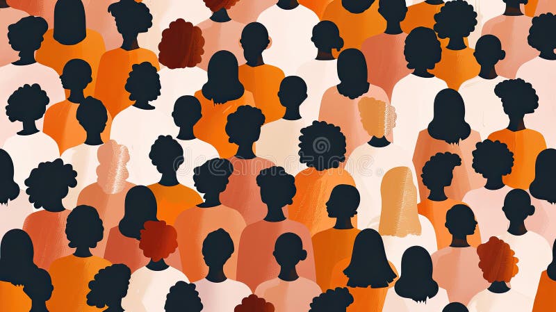 Pattern of Overlapping Heads in Shades of Orange Representing Diversity ...