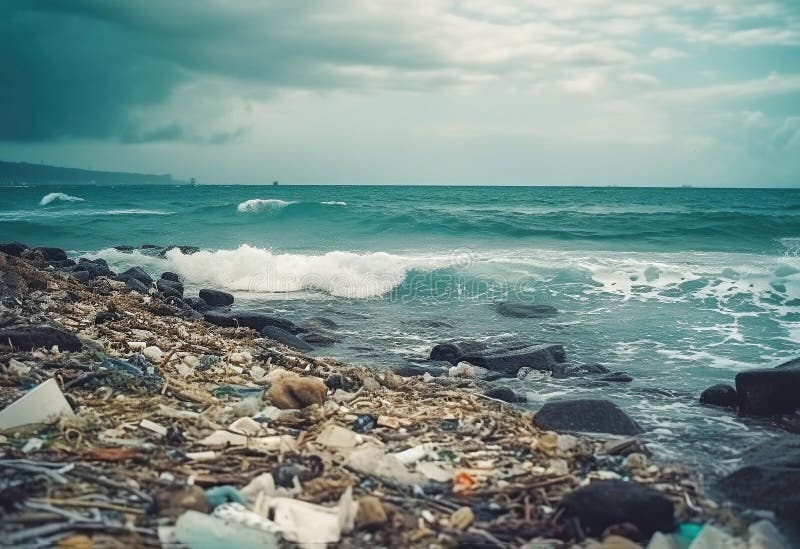 Ai Generative. Pollution of Ocean Water by Plastic Debris and Garbage ...
