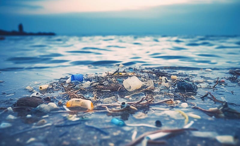 Ai Generative. Pollution of Ocean Water by Plastic Debris and Garbage ...
