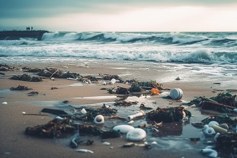 Ai Generative. Pollution of Ocean Water by Plastic Debris and Garbage ...
