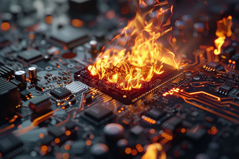 Ai Generative Processor Overheat Burn Stock Image - Image of electrical ...