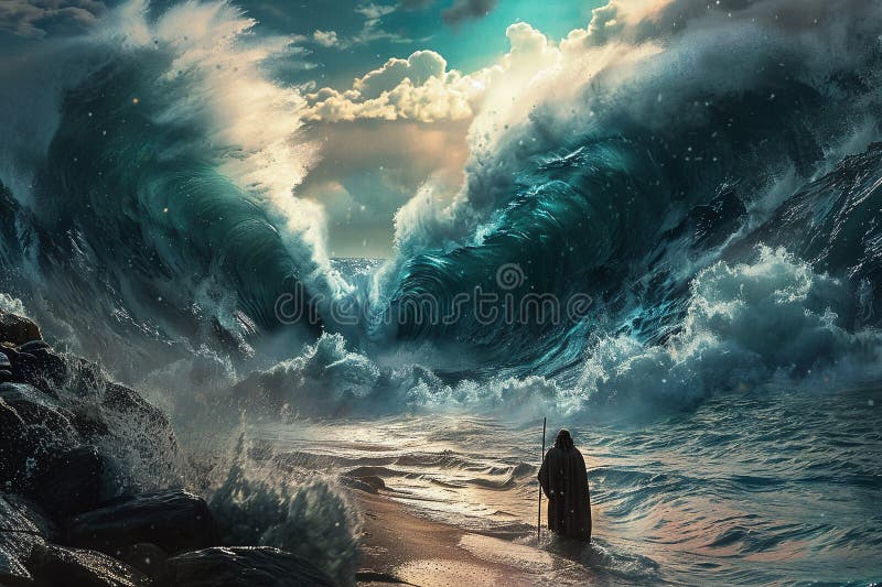 Ai Generative the Prophet Who Split the Sea Stock Illustration ...