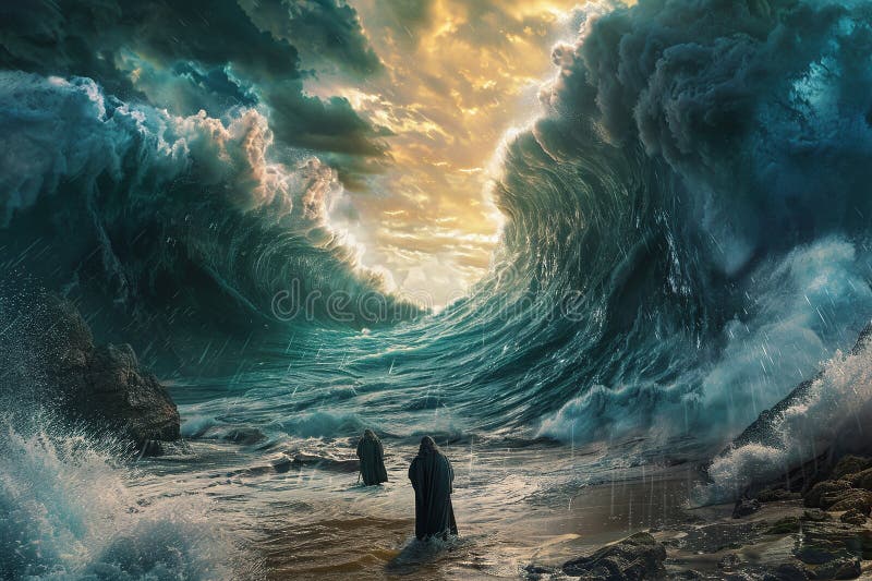 Ai Generative the Prophet Who Split the Sea Stock Illustration ...