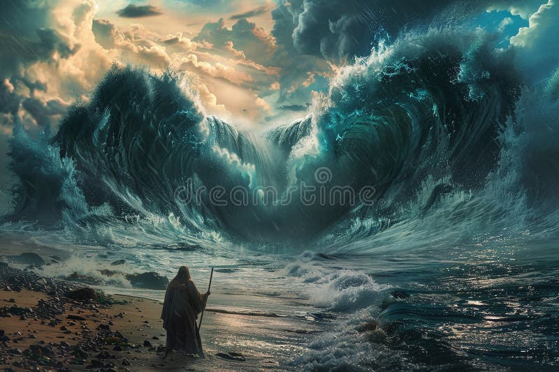 Ai Generative the Prophet Who Split the Sea Stock Illustration ...