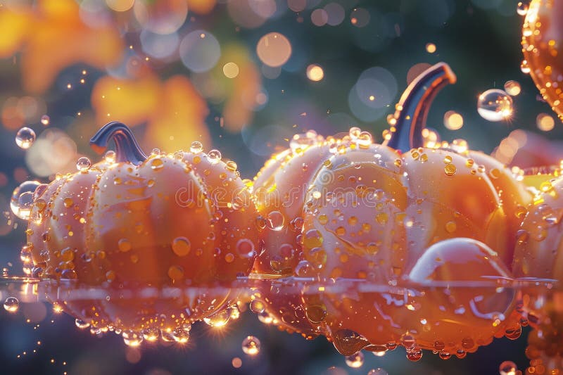 Ai Generative Pumpkin Floating in Water Stock Illustration ...